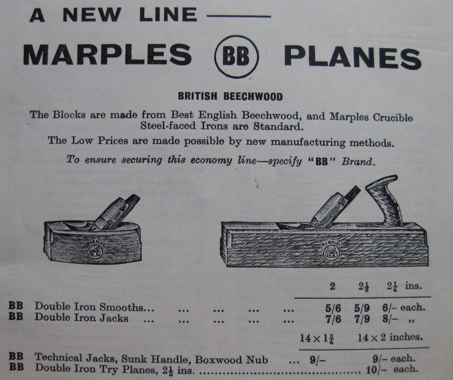 BB Series Planes – William Marples and Sons, Ltd.