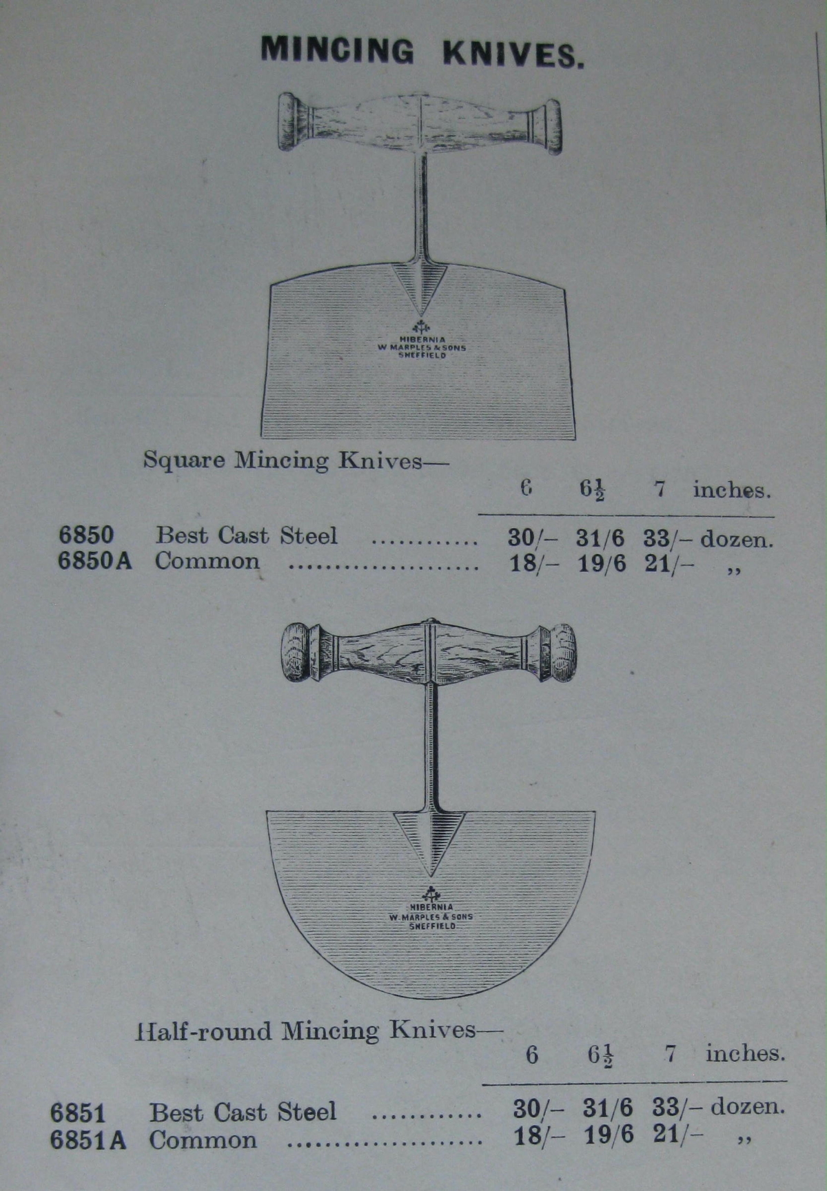 Mincing Knives – William Marples and Sons, Ltd.