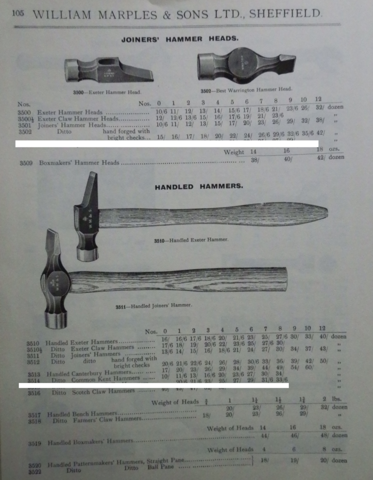 Hammers – William Marples and Sons, Ltd.